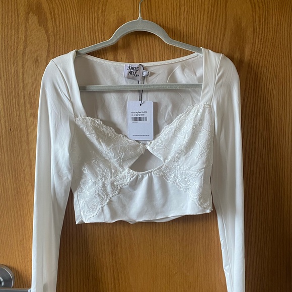 Princess Polly | Tops | Princess Polly White Lace Long Sleeve | Poshmark